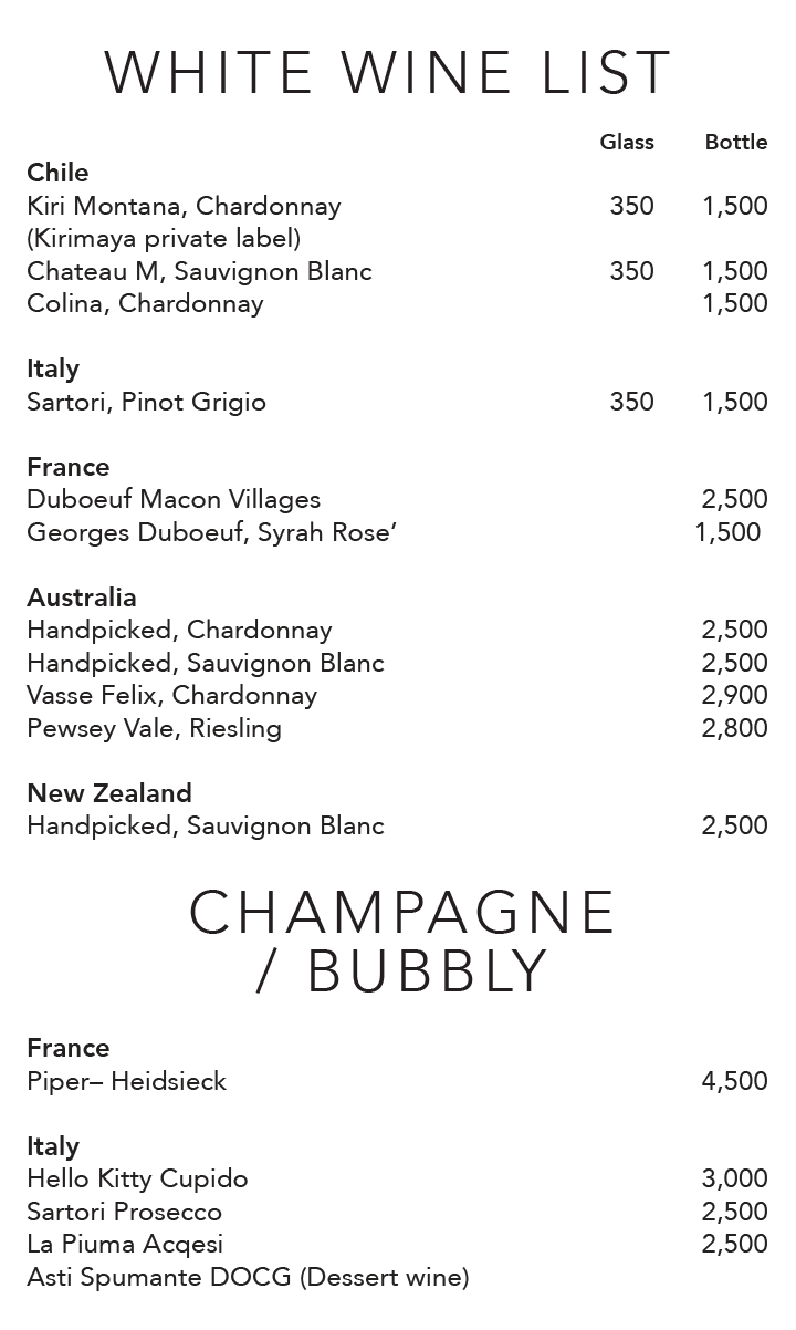 MYTH Restaurant Menu – KIRIMAYA RESTUARANT MENU