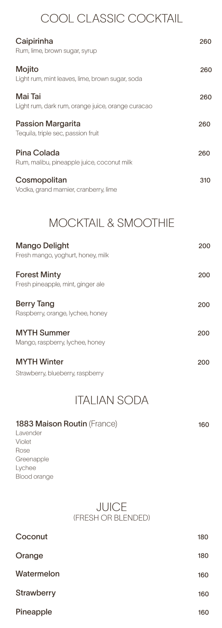 MYTH Restaurant Menu – KIRIMAYA RESTUARANT MENU